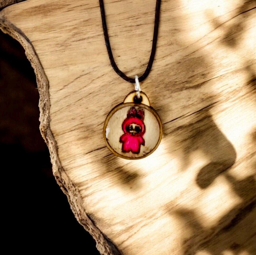 Labubu Energy Amulet | Boho Wooden Necklace | Blind Box Surprise ...