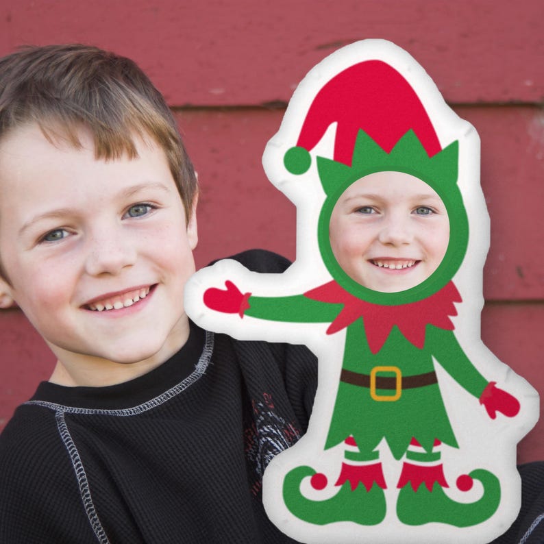 Elf Shaped Photo Pillow, Custom Christmas Elf Face Pillow, Personalized ...