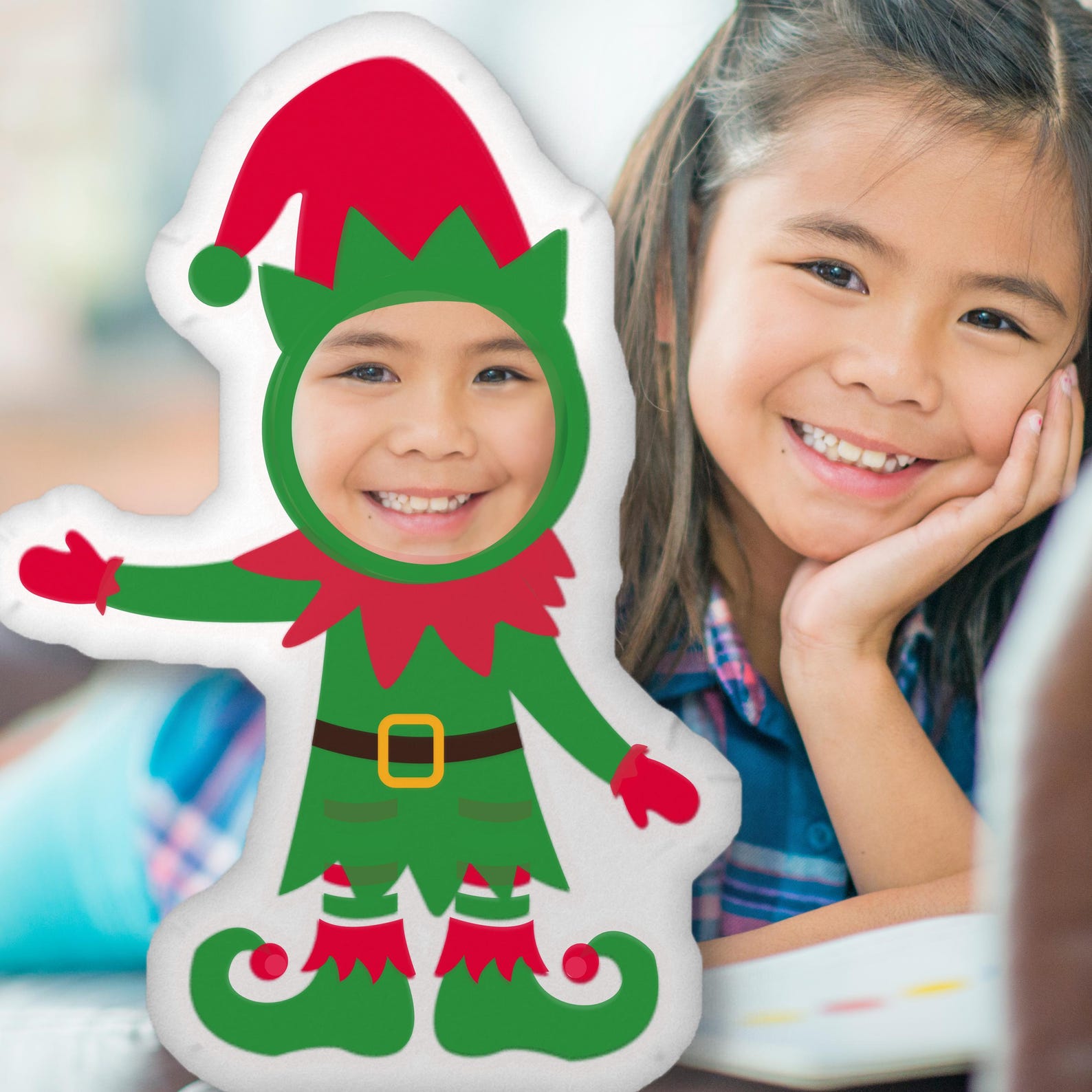 Elf Shaped Photo Pillow, Custom Christmas Elf Face Pillow, Personalized ...