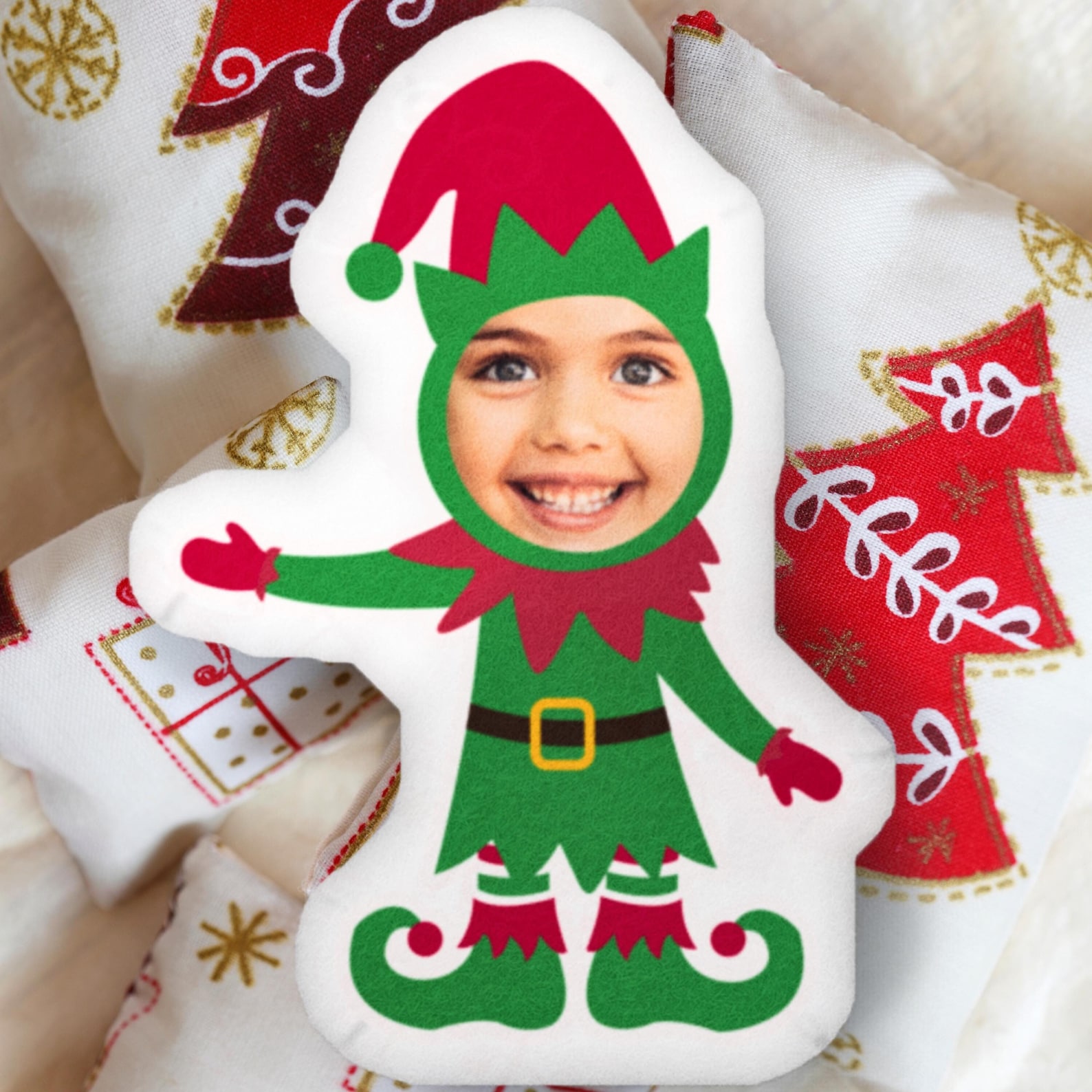 Elf Shaped Photo Pillow, Custom Christmas Elf Face Pillow, Personalized ...