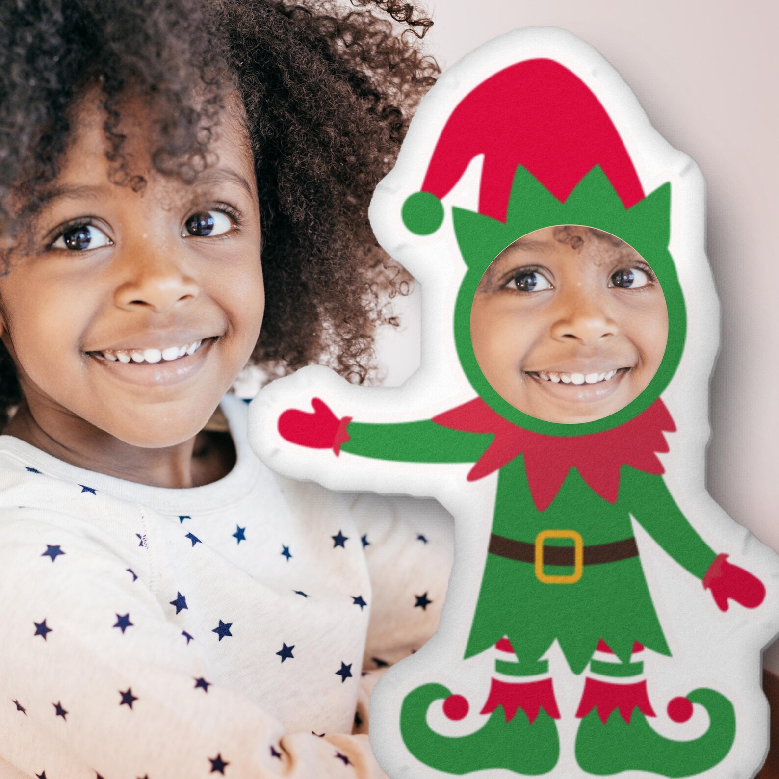 Elf Shaped Photo Pillow, Custom Christmas Elf Face Pillow, Personalized ...