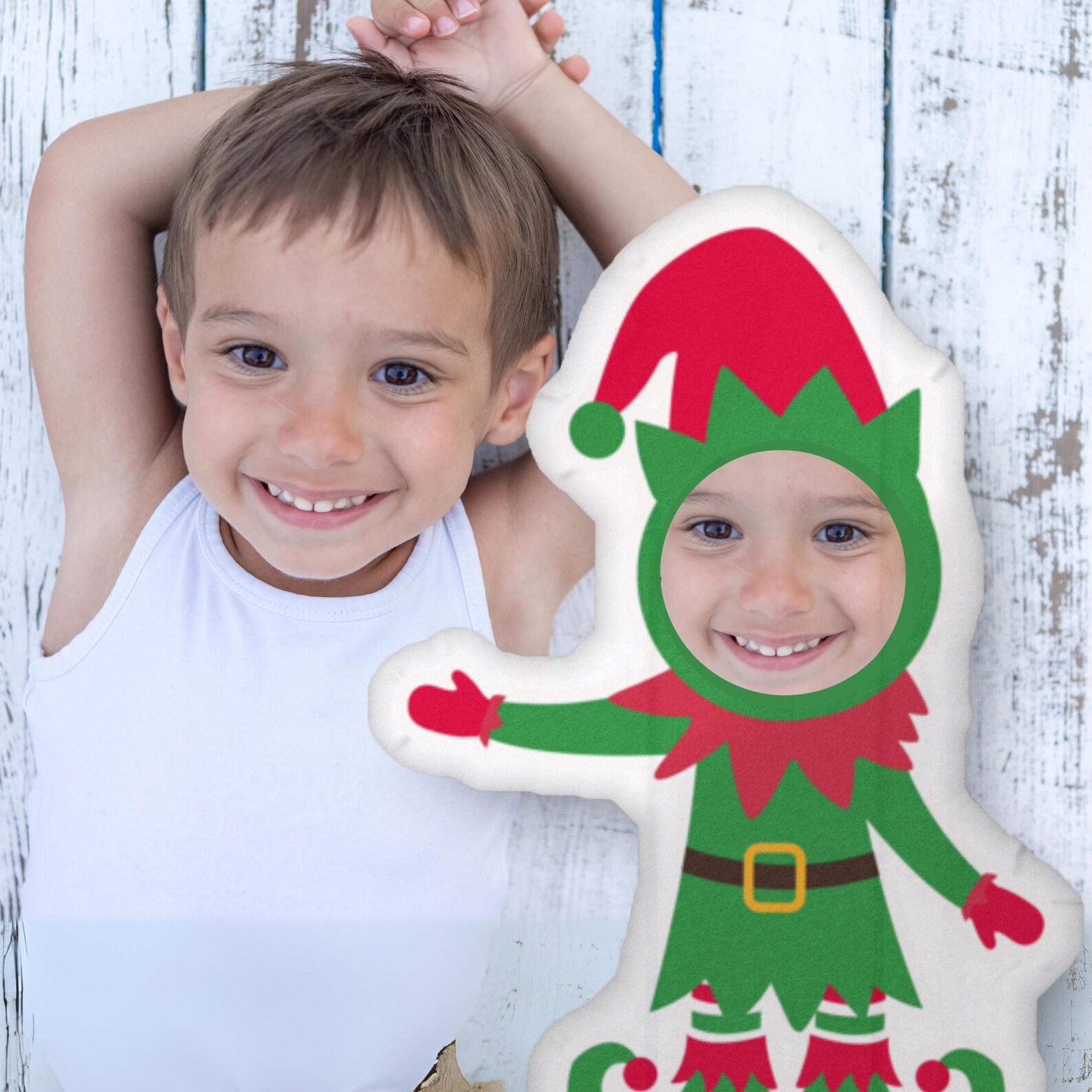 Elf Shaped Photo Pillow, Custom Christmas Elf Face Pillow, Personalized ...