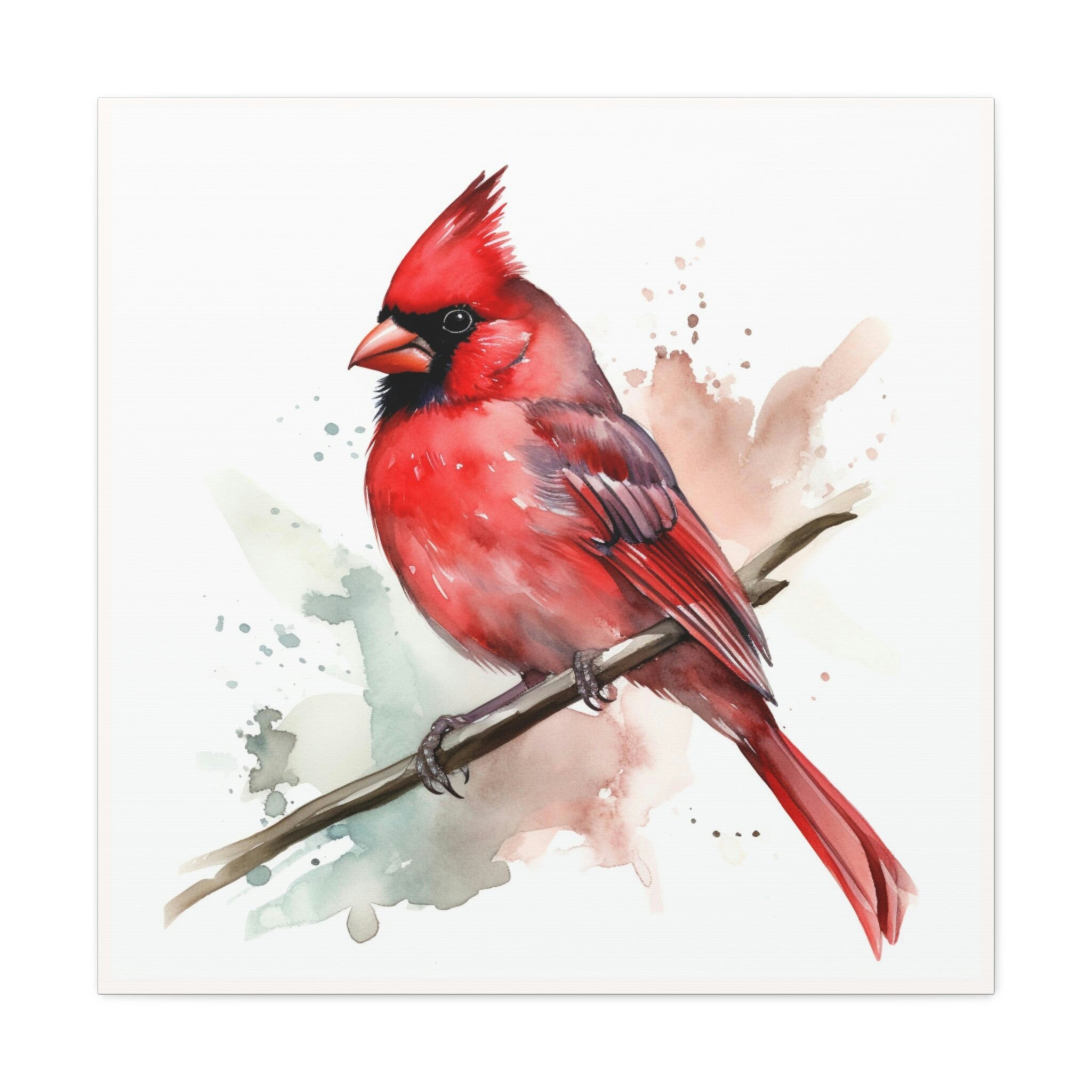 Cardinal Canvas, Watercolor Bird Art, Red Cardinal, Watercolor Canvas ...