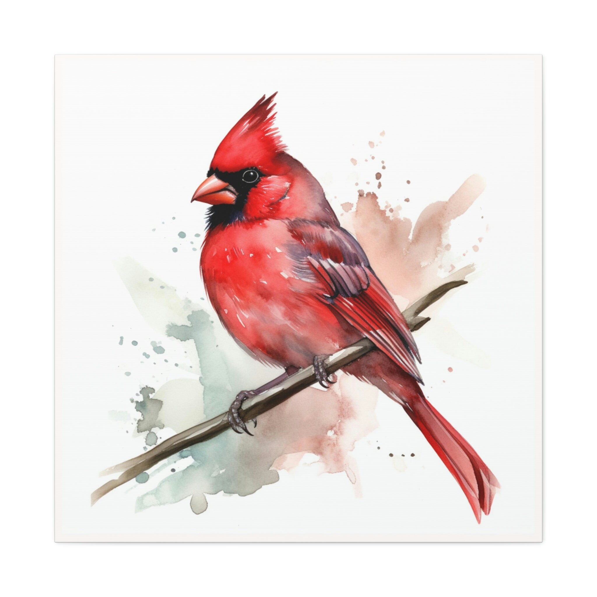 Cardinal Canvas, Watercolor Bird Art, Red Cardinal, Watercolor Canvas ...