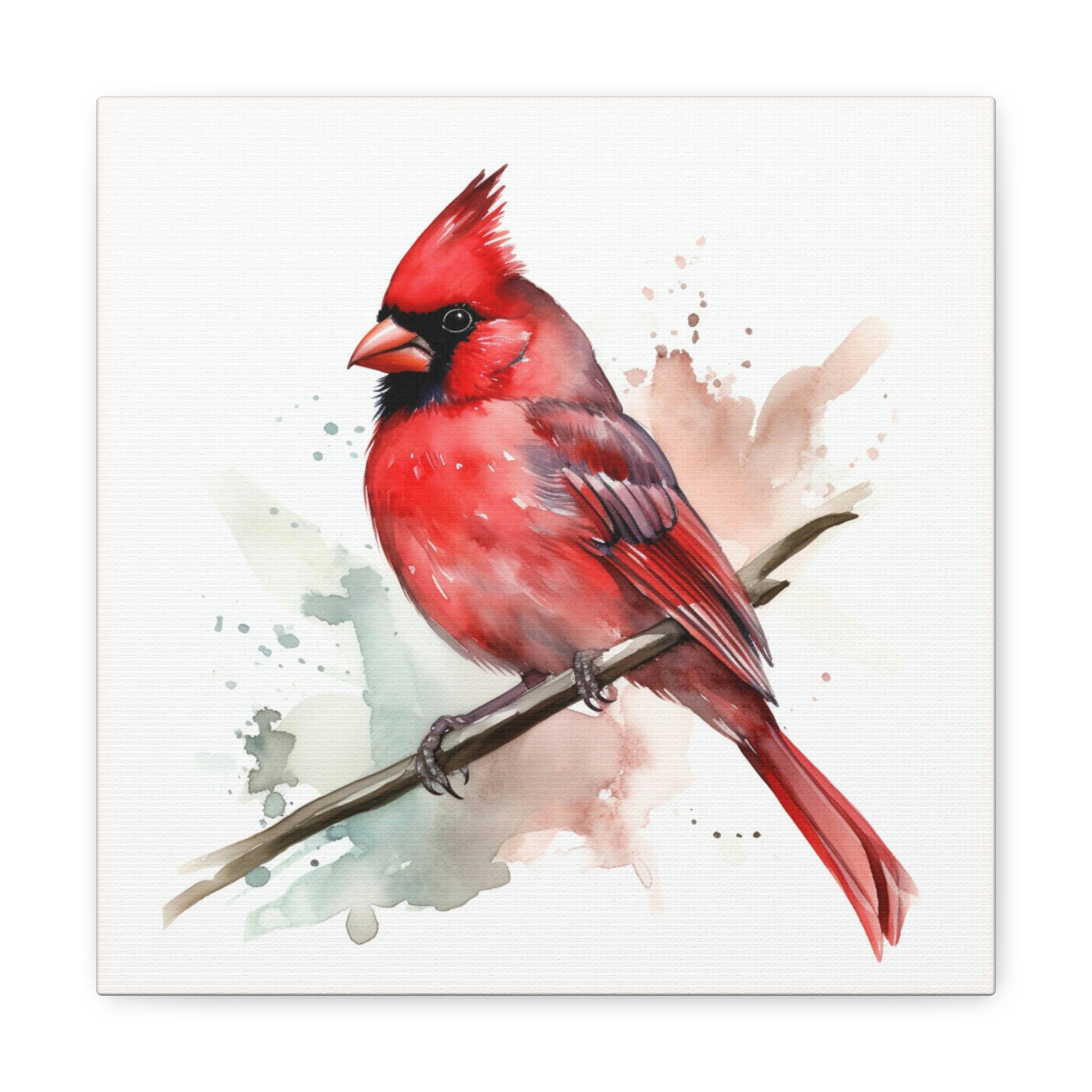 Cardinal Canvas, Watercolor Bird Art, Red Cardinal, Watercolor Canvas ...