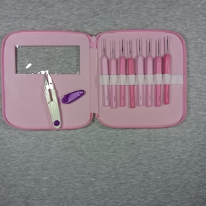 Lt. Pink 9pcs. Stainless Crochet Hook Set With Case - Etsy