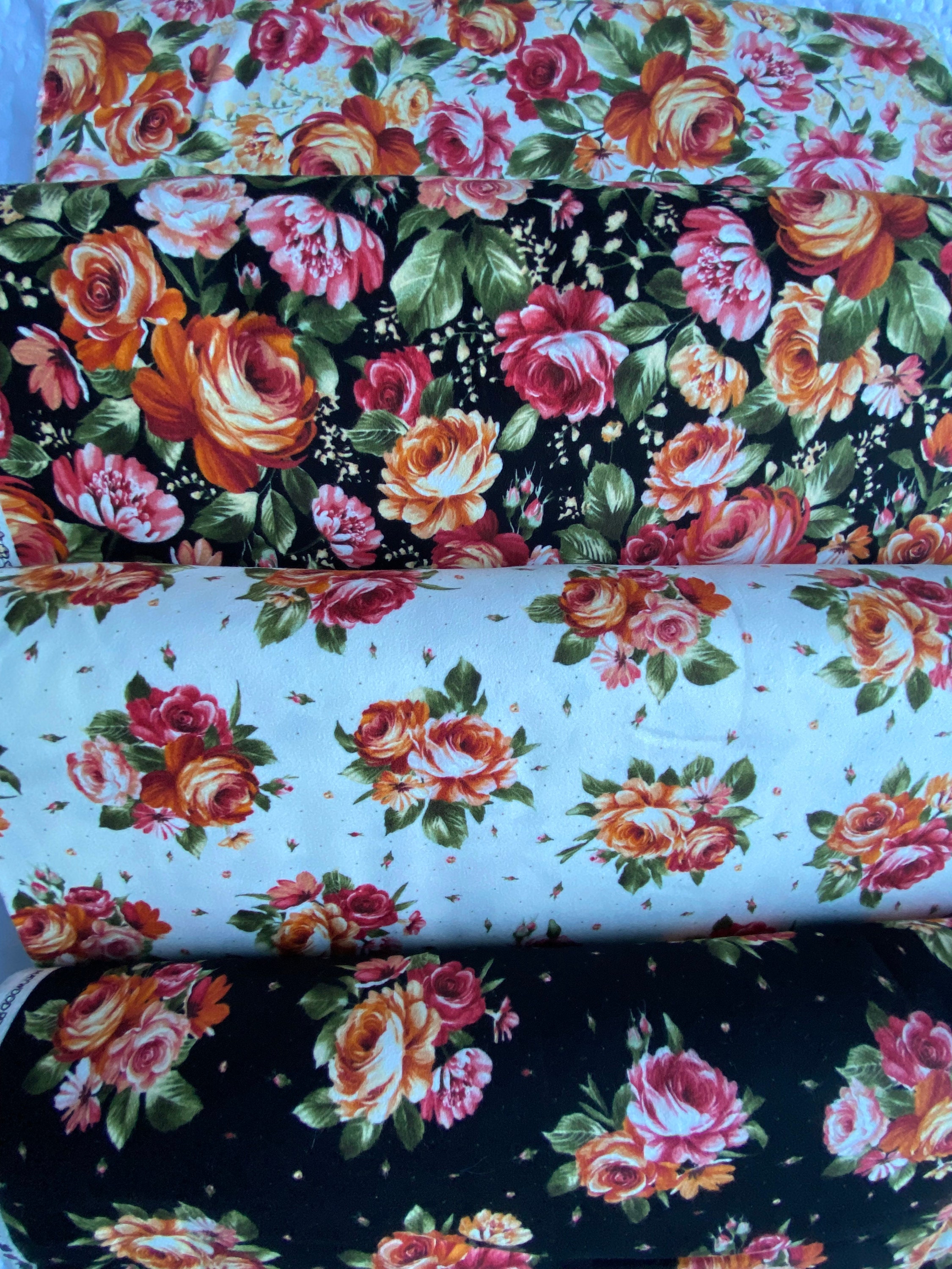 Flannel Floral Harvest Rose Design Flannel - Etsy