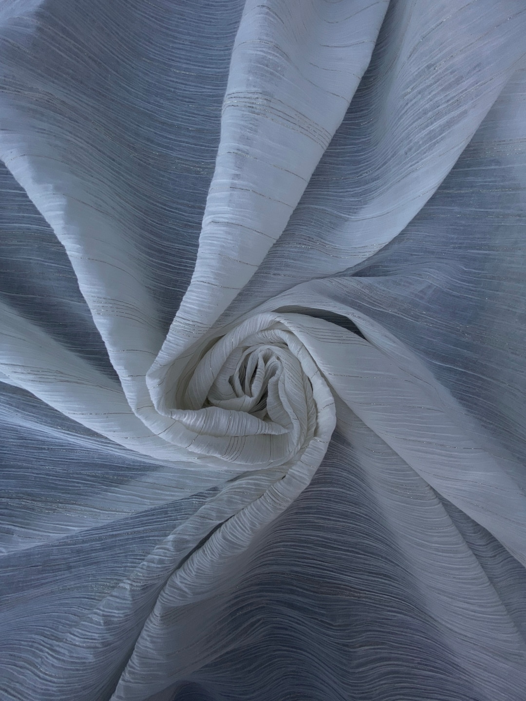 Off White Crinkle Cotton Voile W/metallic Gold Pin Size Stripes, Sells ...