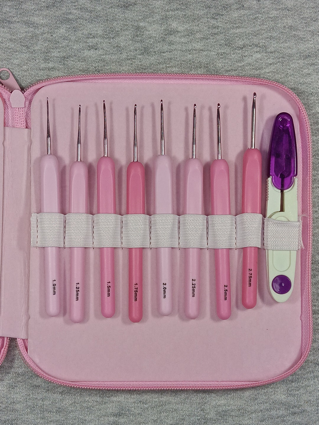 Lt. Pink 9pcs. Stainless Crochet Hook Set With Case - Etsy