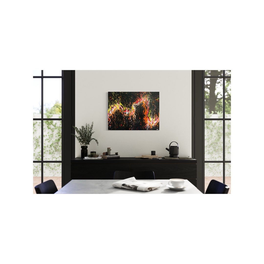 Acrylic Painting, Fire Wall Art, Fluid Painting, Dark Wall Art ...
