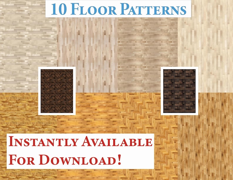 10 Printable Dollhouse Floor Patterns Digital Download 1 12 Scale Birch ...