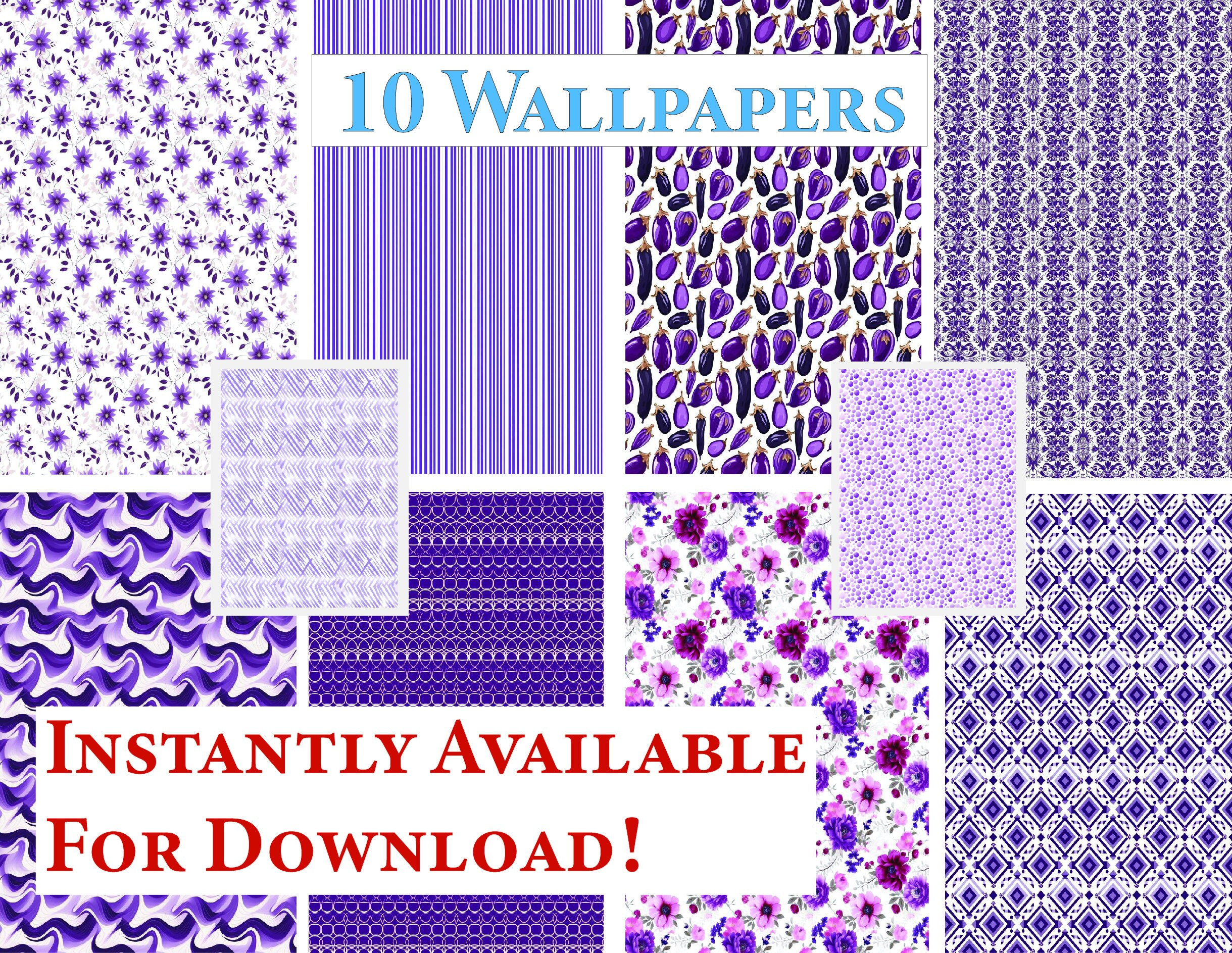 10 Printable Dollhouse Wallpaper Digital Download 1 12 Scale Purple ...
