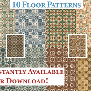 10 Printable Dollhouse Floor Patterns & Wallpaper Digital Download 1 12 ...