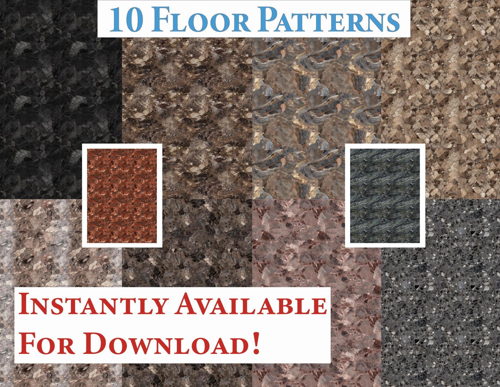 10 Printable Dollhouse Floor Patterns Digital Download 1 12 Scale ...