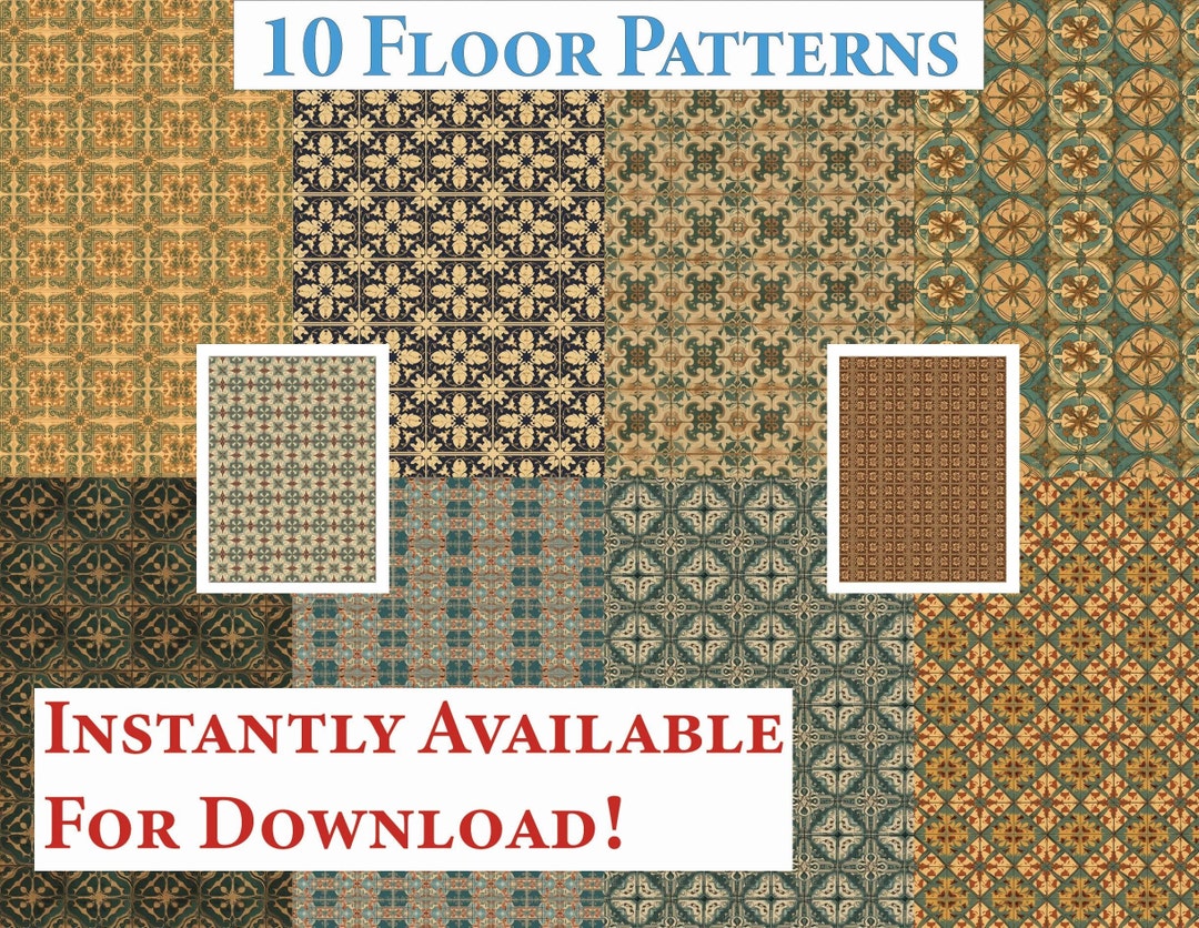 10 Printable Dollhouse Floor Patterns Digital Download 1 12 Scale ...
