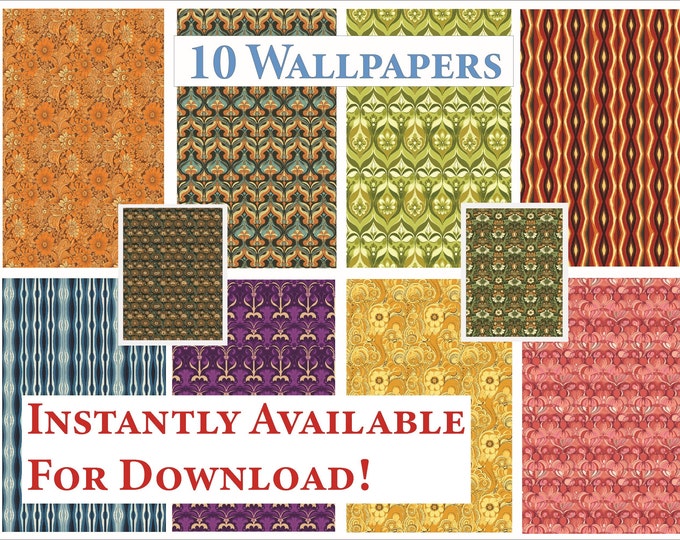 Printable Dollhouse Mid Century WALLPAPER Miniature Retro Circles ...