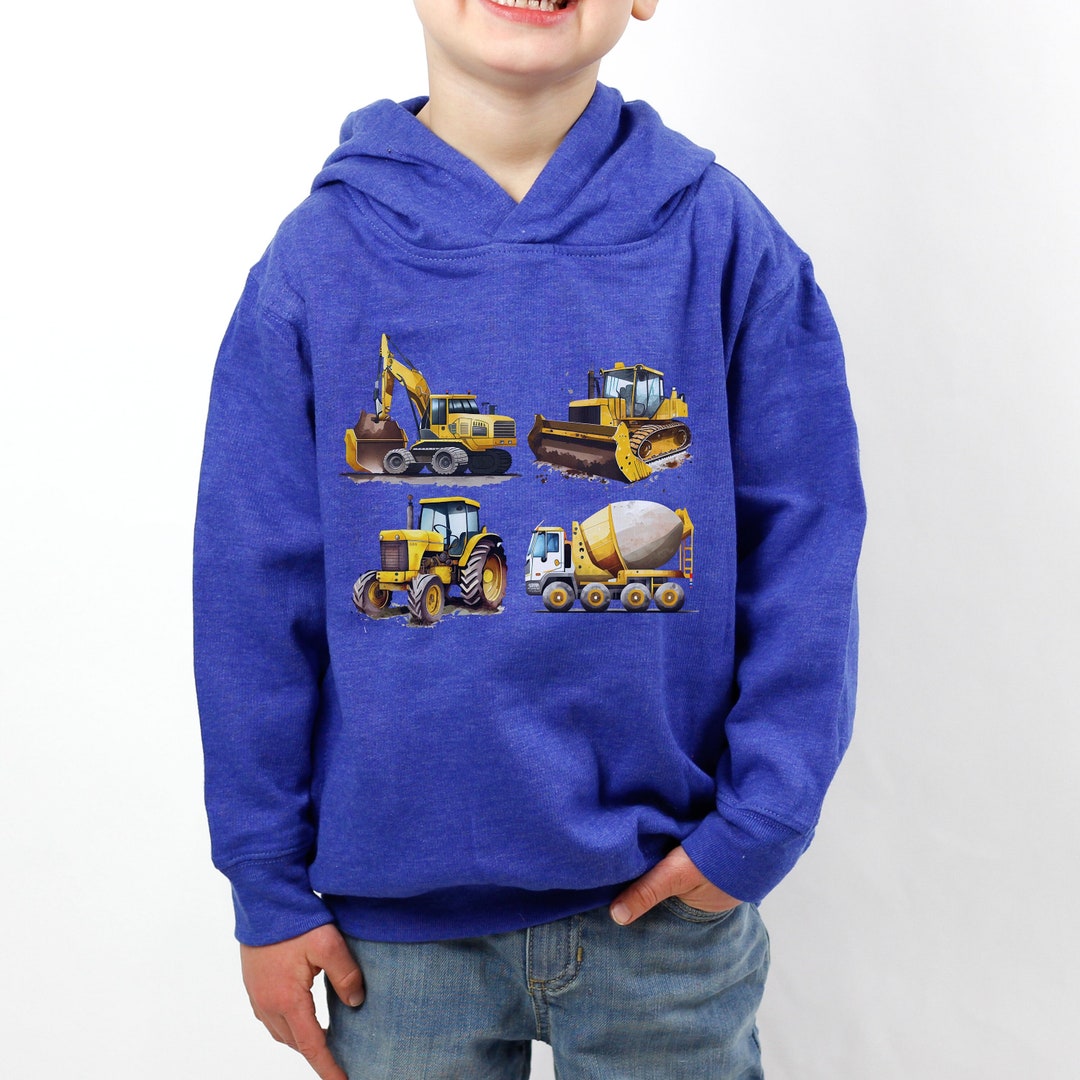 Toddler Construction Pullover Hoodie, Kids Excavator Hoodie, Toddler ...