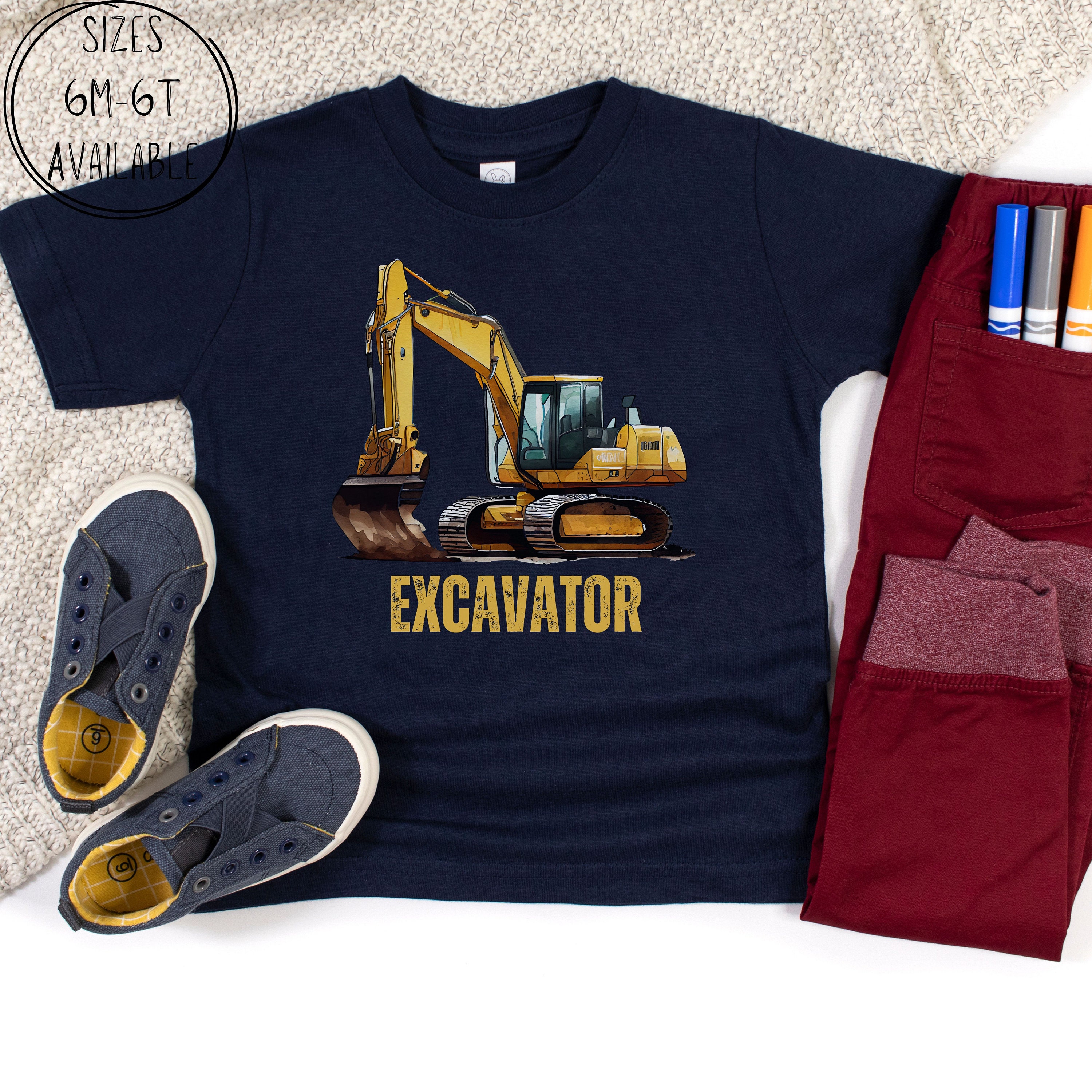 Toddler Excavator T-shirt Kids Excavator T Shirt Toddler - Etsy