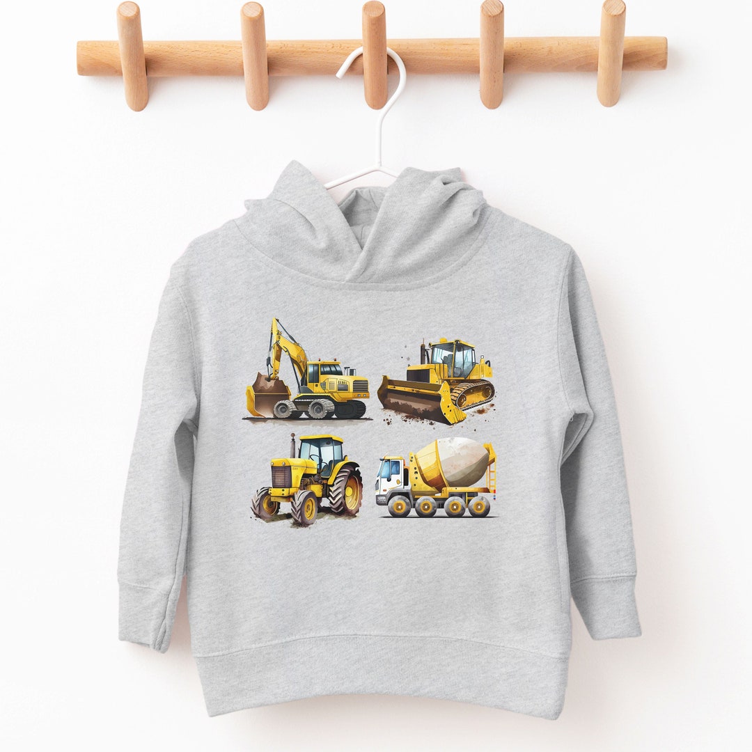 Toddler Construction Pullover Hoodie, Kids Excavator Hoodie, Toddler ...