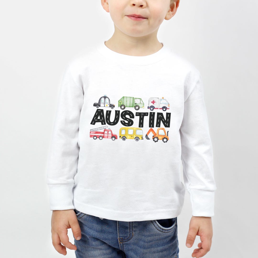Personalized Toddler Transportation Long Sleeve Tee, Transportation ...