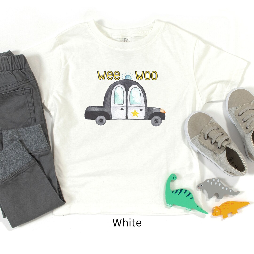 Toddler Police Car T-shirt: Wee Woo, Kids Police Car Tee, Police Car ...
