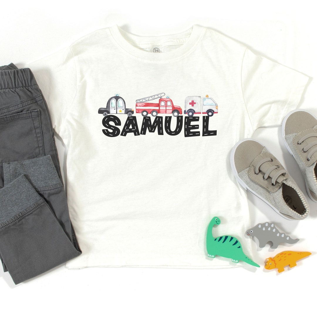Toddler Fire Truck Police Car Ambulance Tee, Kids First Responder Tee ...