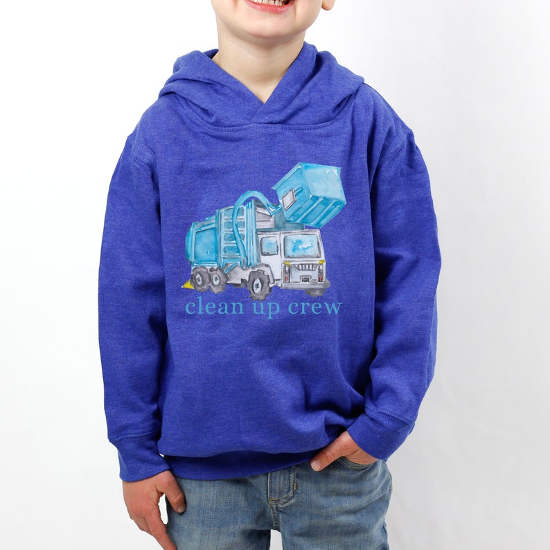 Toddler Garbage Truck Fleece Hoodie: Clean up Crew, Kids Garbage Truck ...