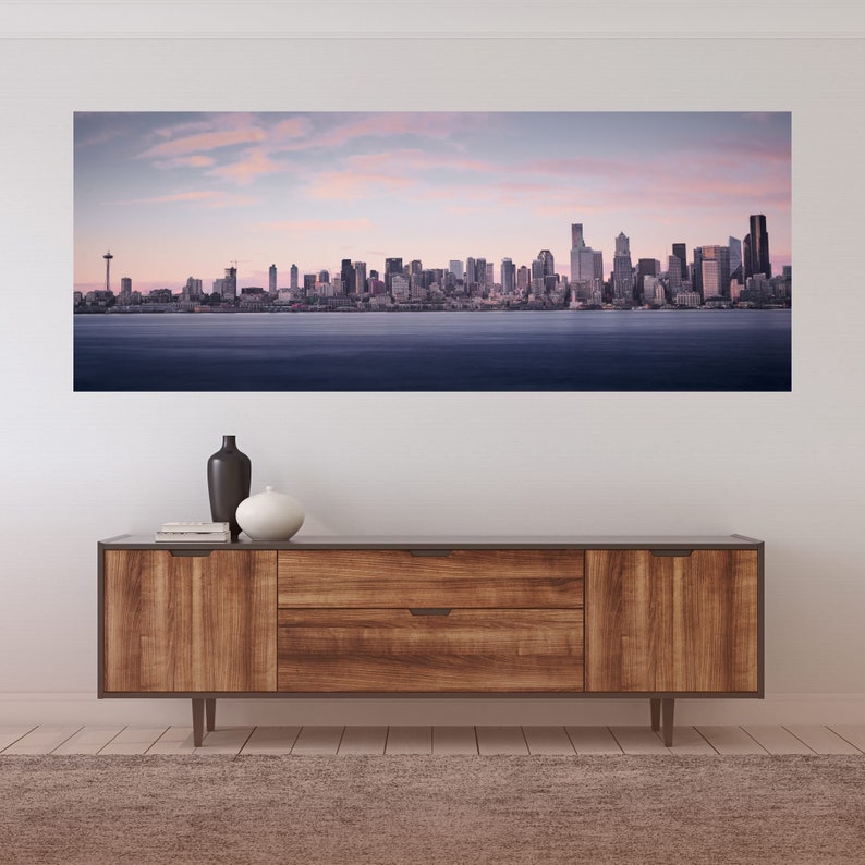 Golden Hour on Seattle's Waterfront - Digital Print. Extra Wide Digital ...