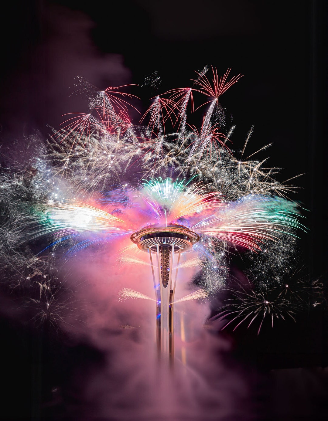 Seattle Space Needle Fireworks Photography – New Year's Eve Print ...