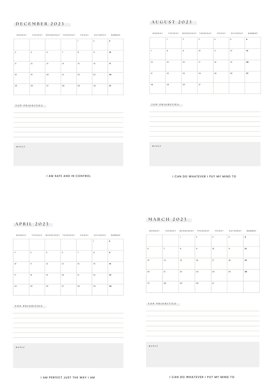 Minimalistic ADHD Digital Planner With Motivational Quotes and Postive ...