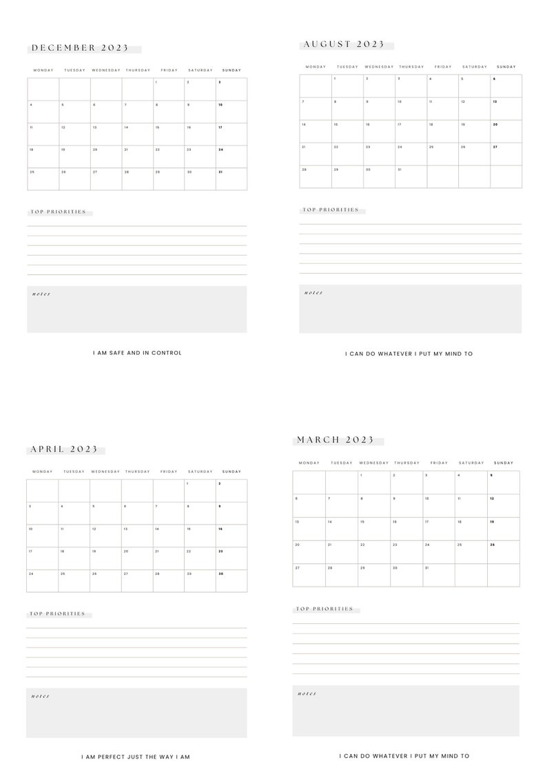 Minimalistic ADHD Digital Planner With Motivational Quotes and Postive ...