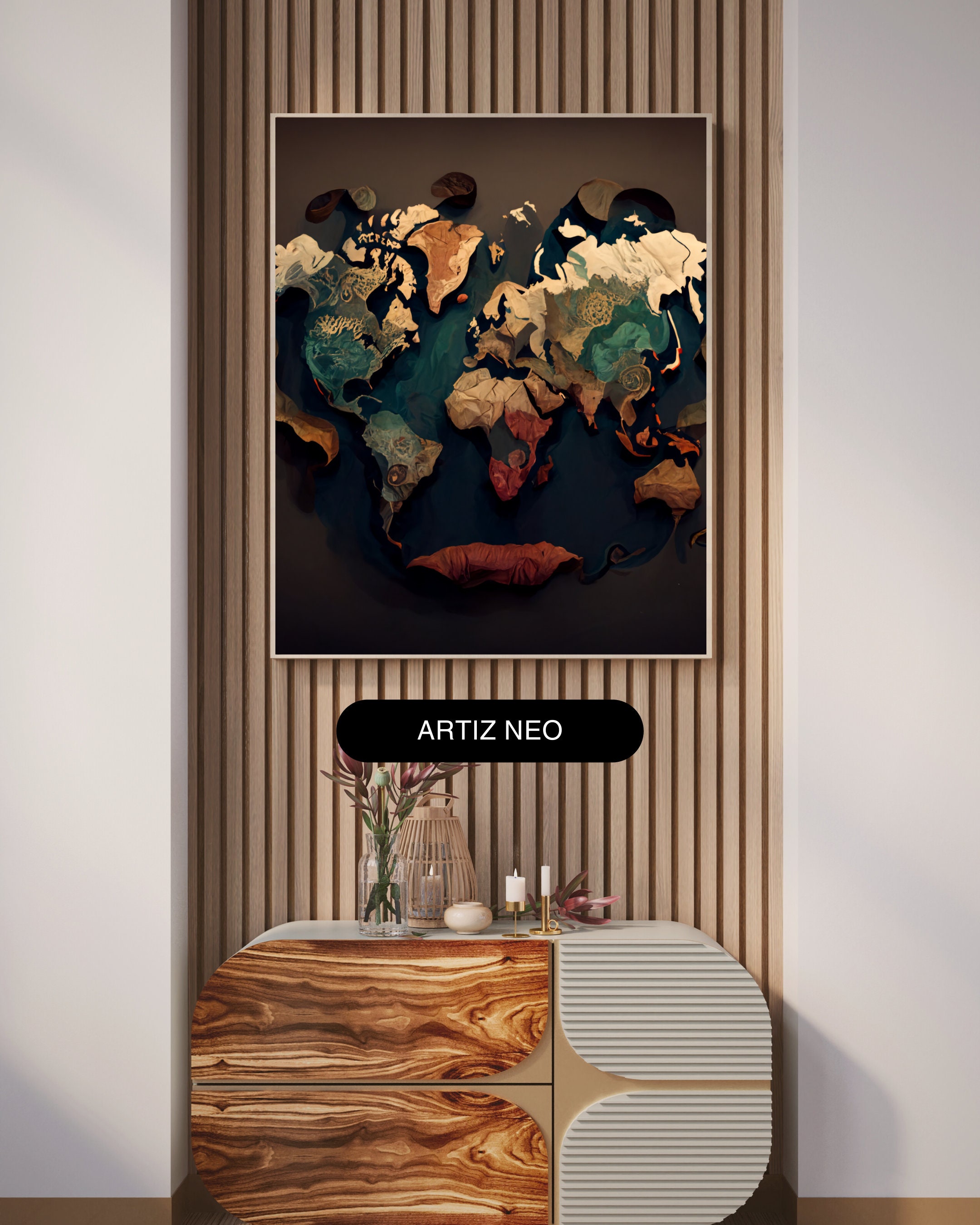 World Map Artistic Design - Etsy
