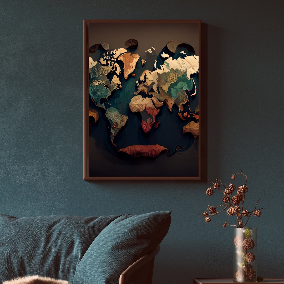 World Map Artistic Design - Etsy