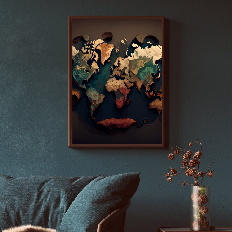 World Map Artistic Design - Etsy
