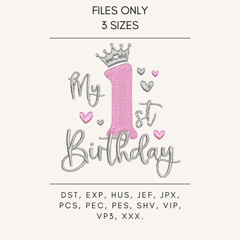 1st Birthday Embroidery Design - Etsy