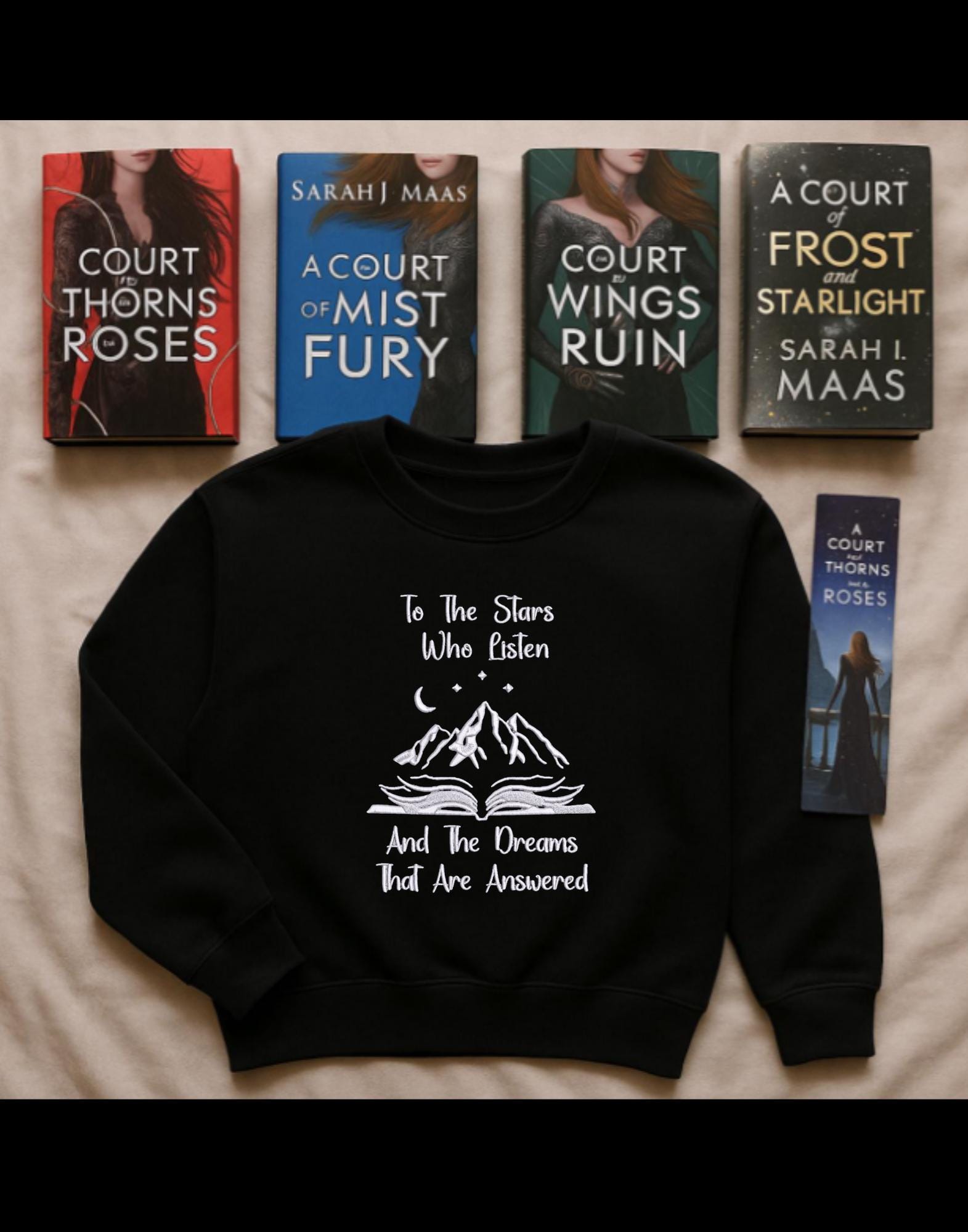 ACOTAR Inspired Embroidery Design | Night Court Stars & Mountains ...