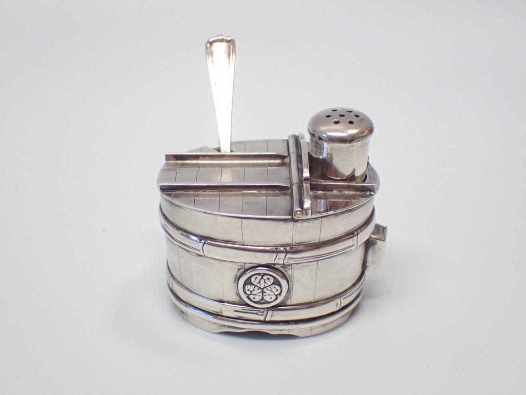 Vintage Japanese Sterling Silver Salt Cellar With Pepper Shaker. - Etsy
