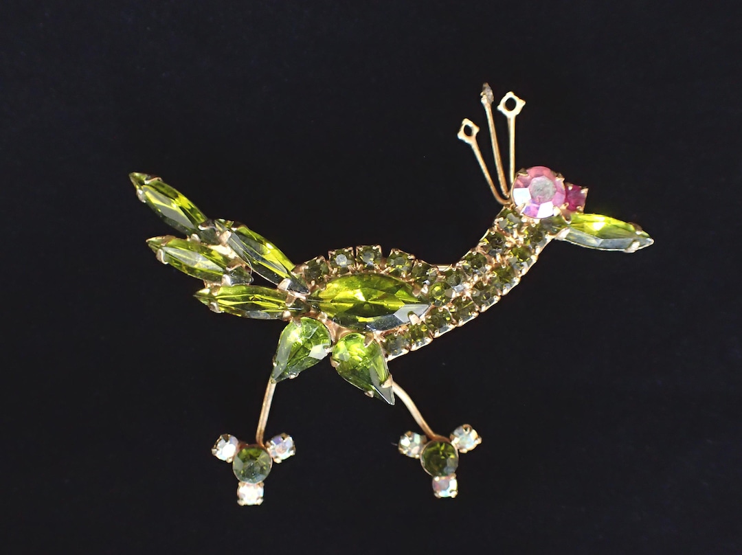Vintage Juliana Roadrunner Brooch / Pin by Delizza & Elster - Etsy