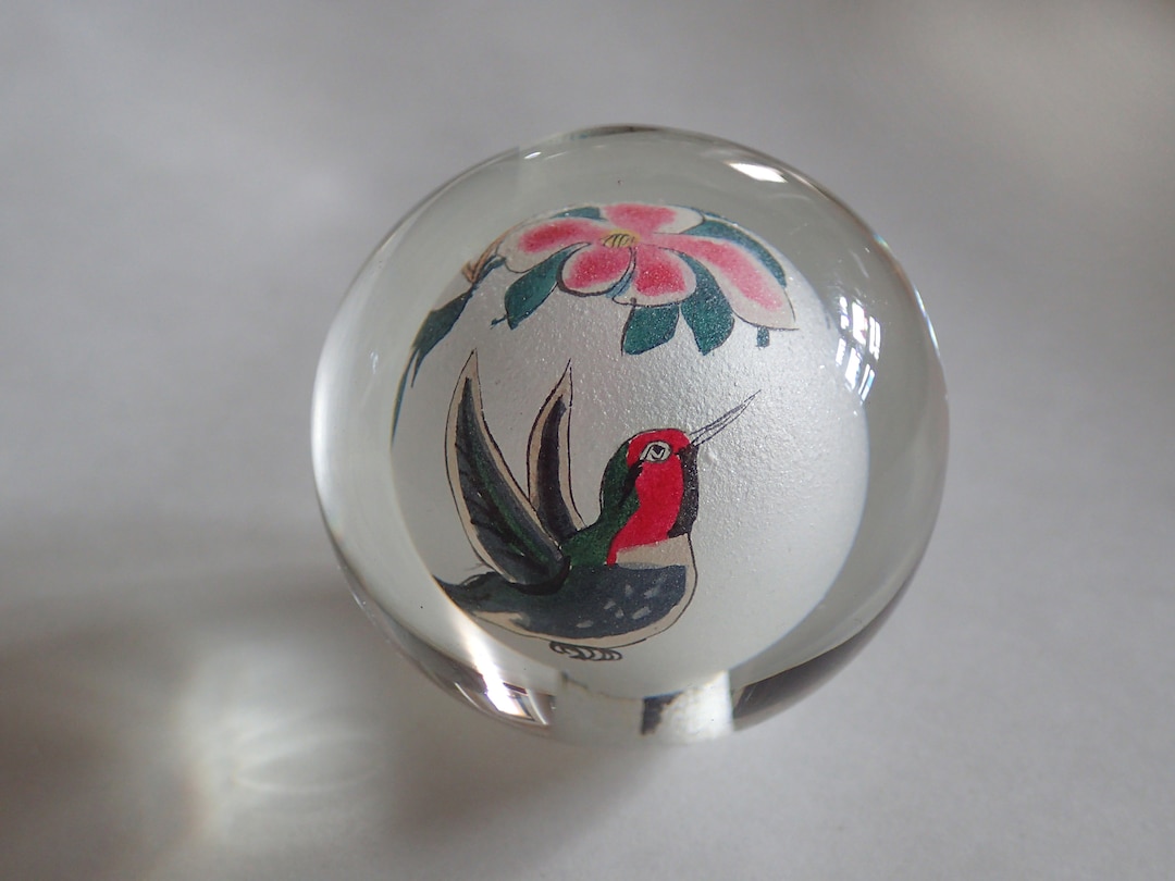 Vintage Reverse Painted Glass Sphere. Hand Painted From the Inside ...