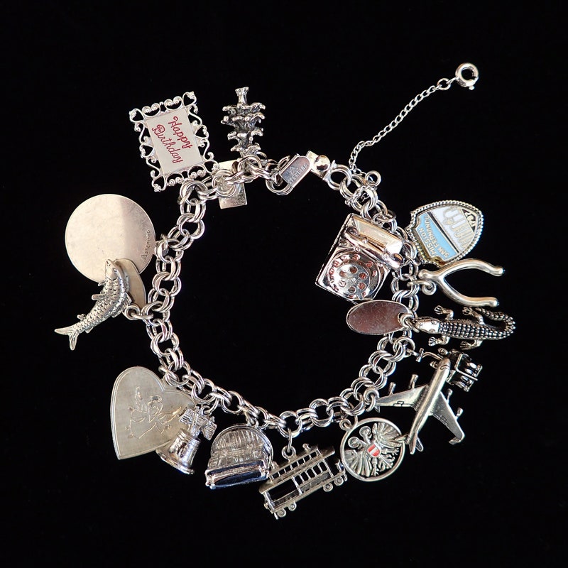 Sterling Silver Charm Bracelet - Etsy