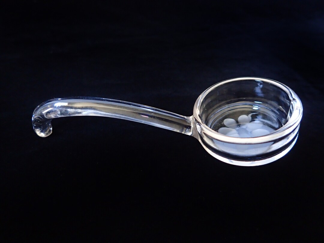 Vintage Glass Condiment Spoon/ladle With Floral Etched Flat Bottom. - Etsy