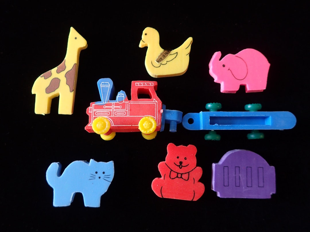 Vintage Eraser Train Set With Circus Animals. Never Used, in Original ...