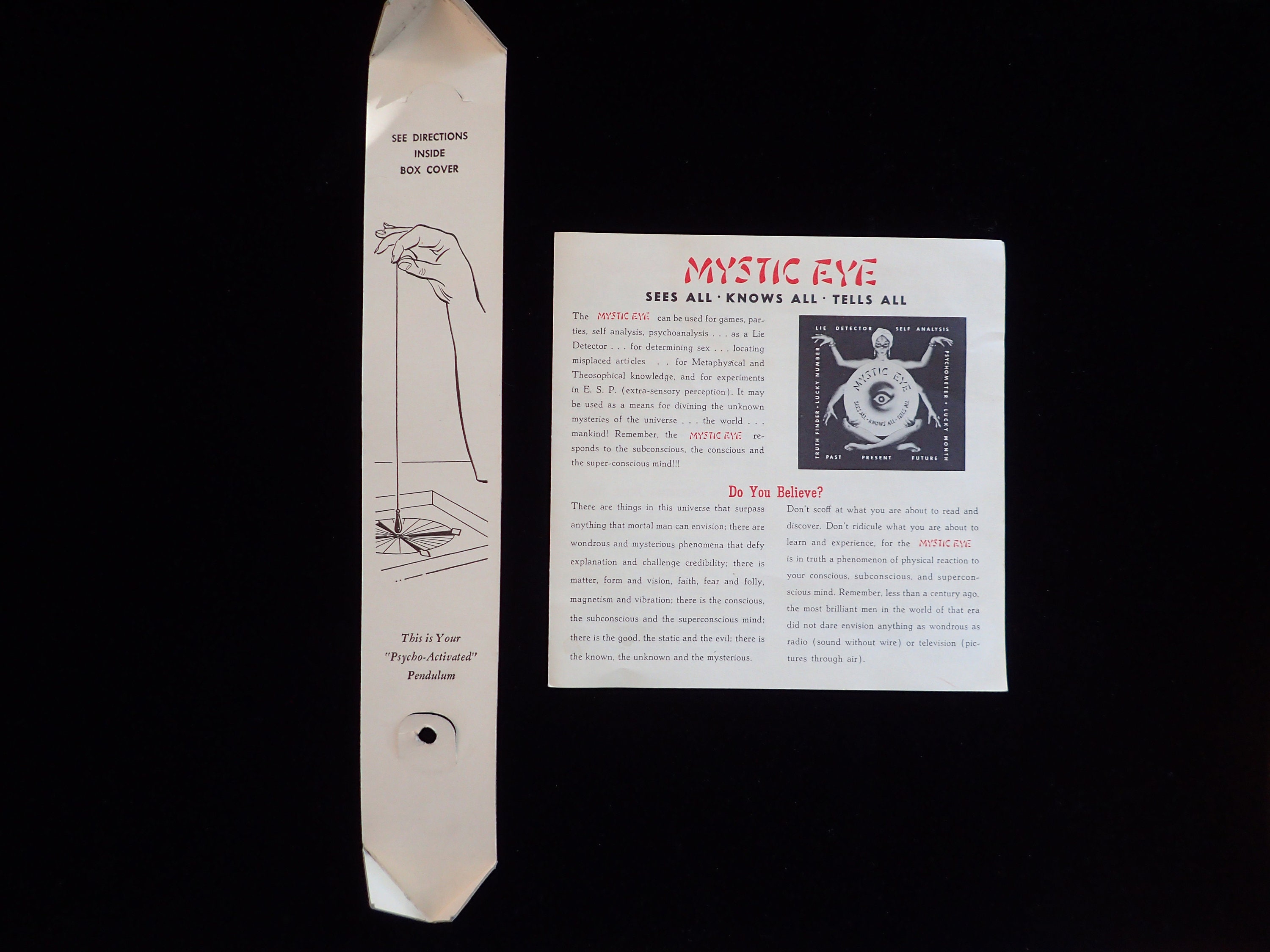 Mystic Eye Vintage Board Game. Complete With Pendulum, Board ...