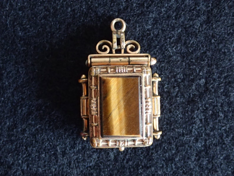 Masonic Gold Filled Watch Fob/locket. Black Onyx on Front and Tiger Eye ...