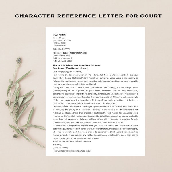 Character Letter for Judge - Etsy