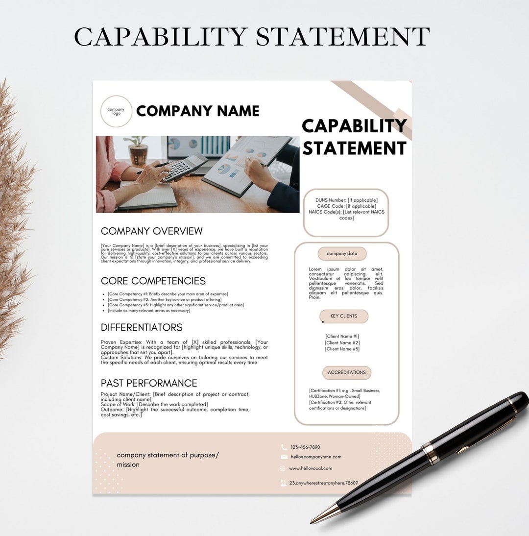 Editable Capability Statement Canva Template: Government Contracting ...