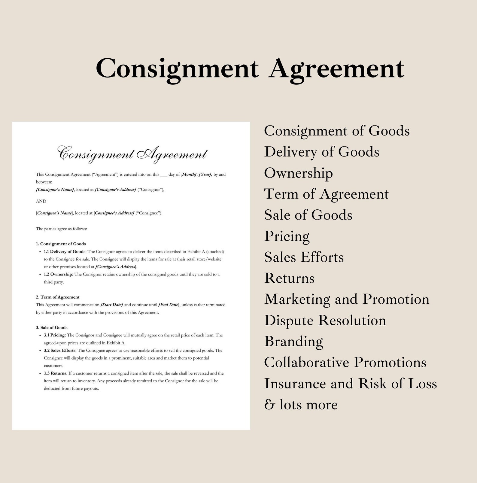 Professional Consignment Contract Template - Customizable Agreement for ...
