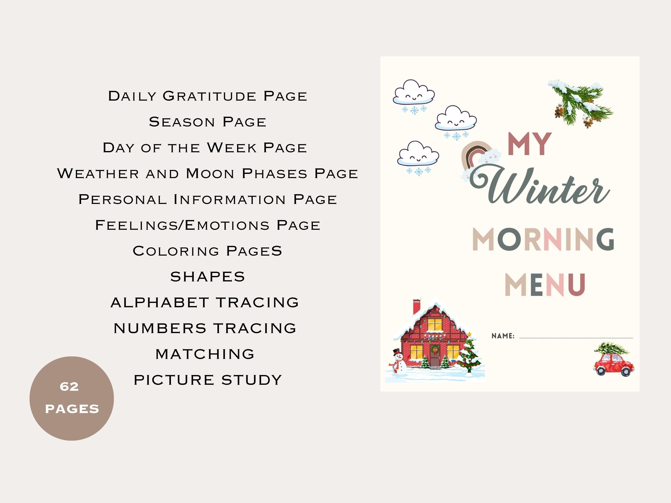 Winter Morning Menu Pages, Preschool Home School Binder, Morning Basket ...