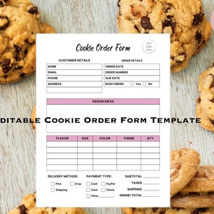 Editable Cookie Order Form Template: Bakery Business Form (8.5 X 11 ...