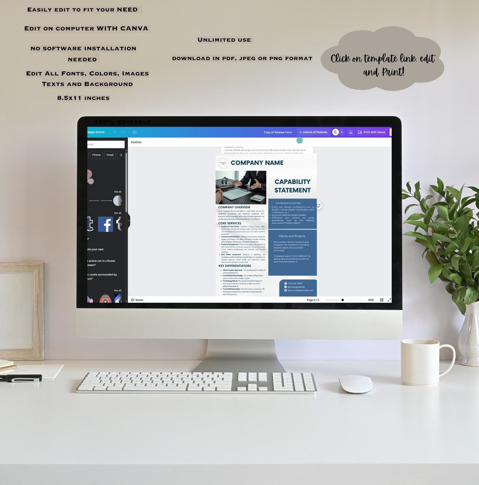Real Estate Capability Statement Template, Editable Business Capability ...